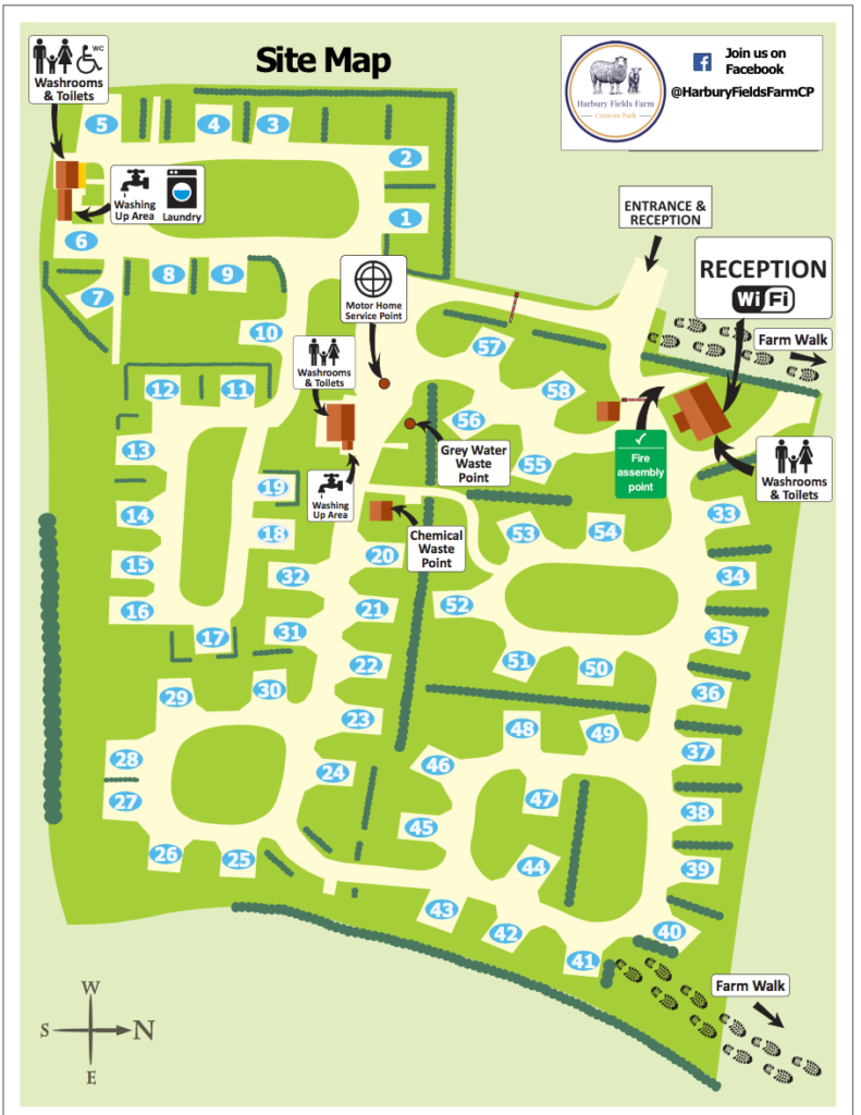 Caravan Park Map | Harbury Fields Farm Caravan Park | Warwickshire